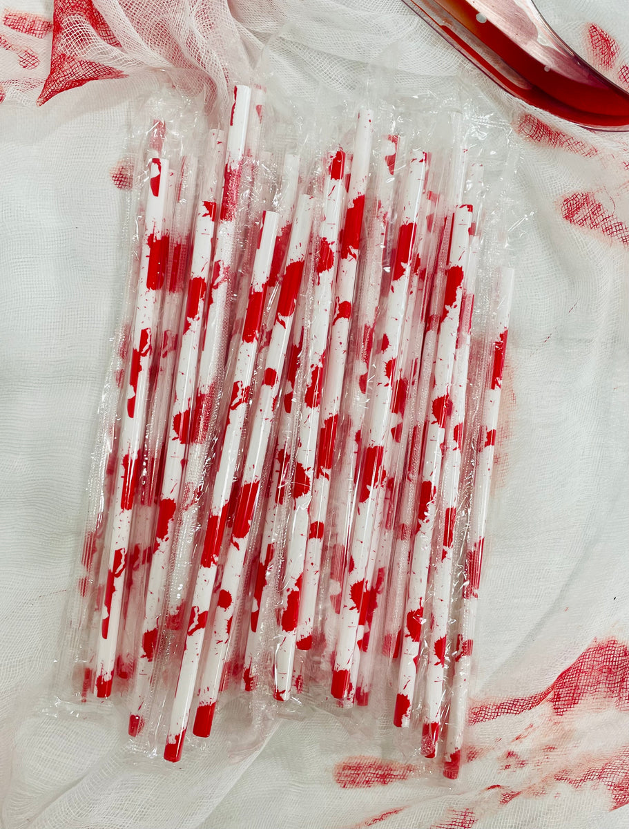 Horror blood spatter halloween reusable 9” straw - individually packag ...